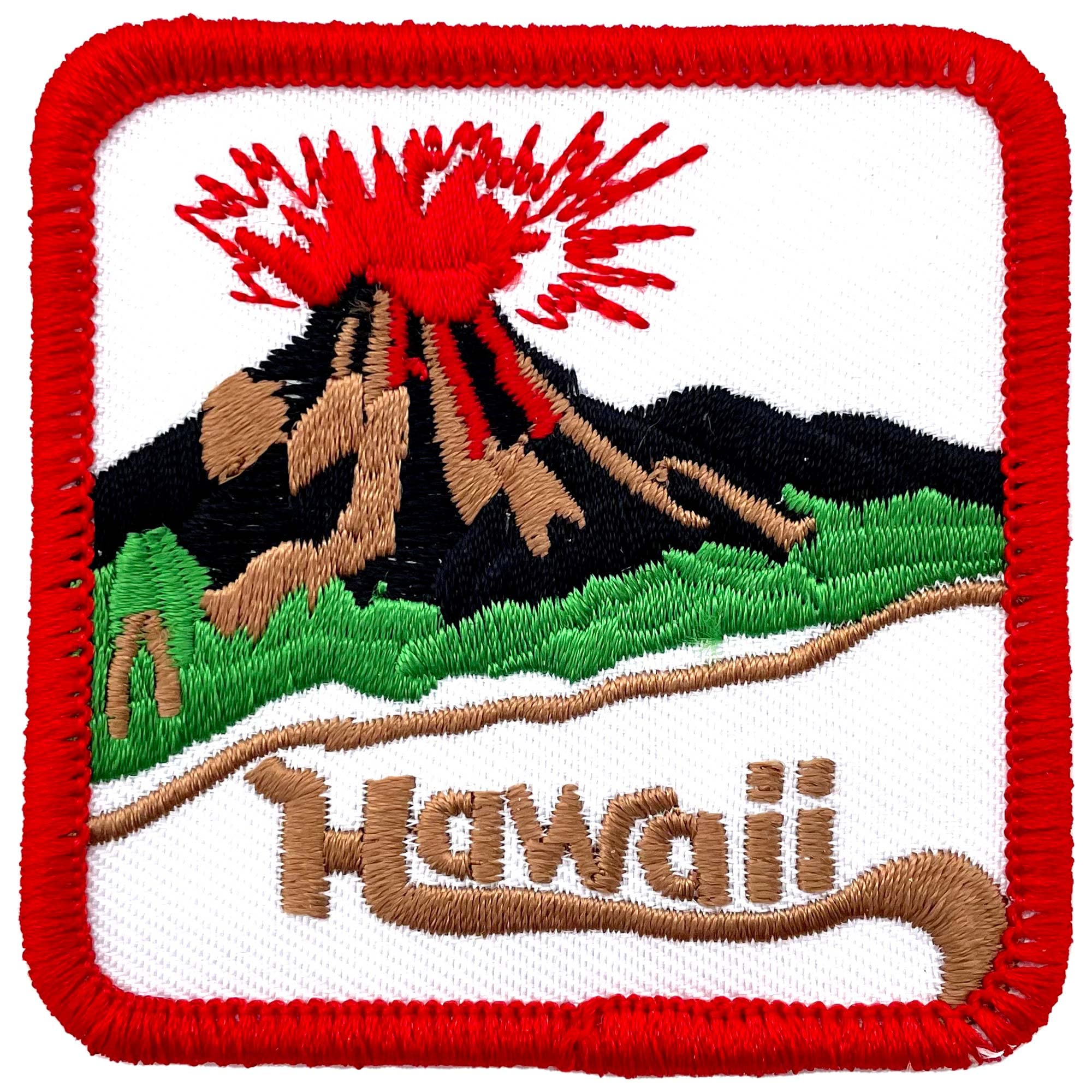 Hawaii Volcano Patch w/Iron-On Adhesive - Mauna Loa Kilauea Travel Embroidered Applique