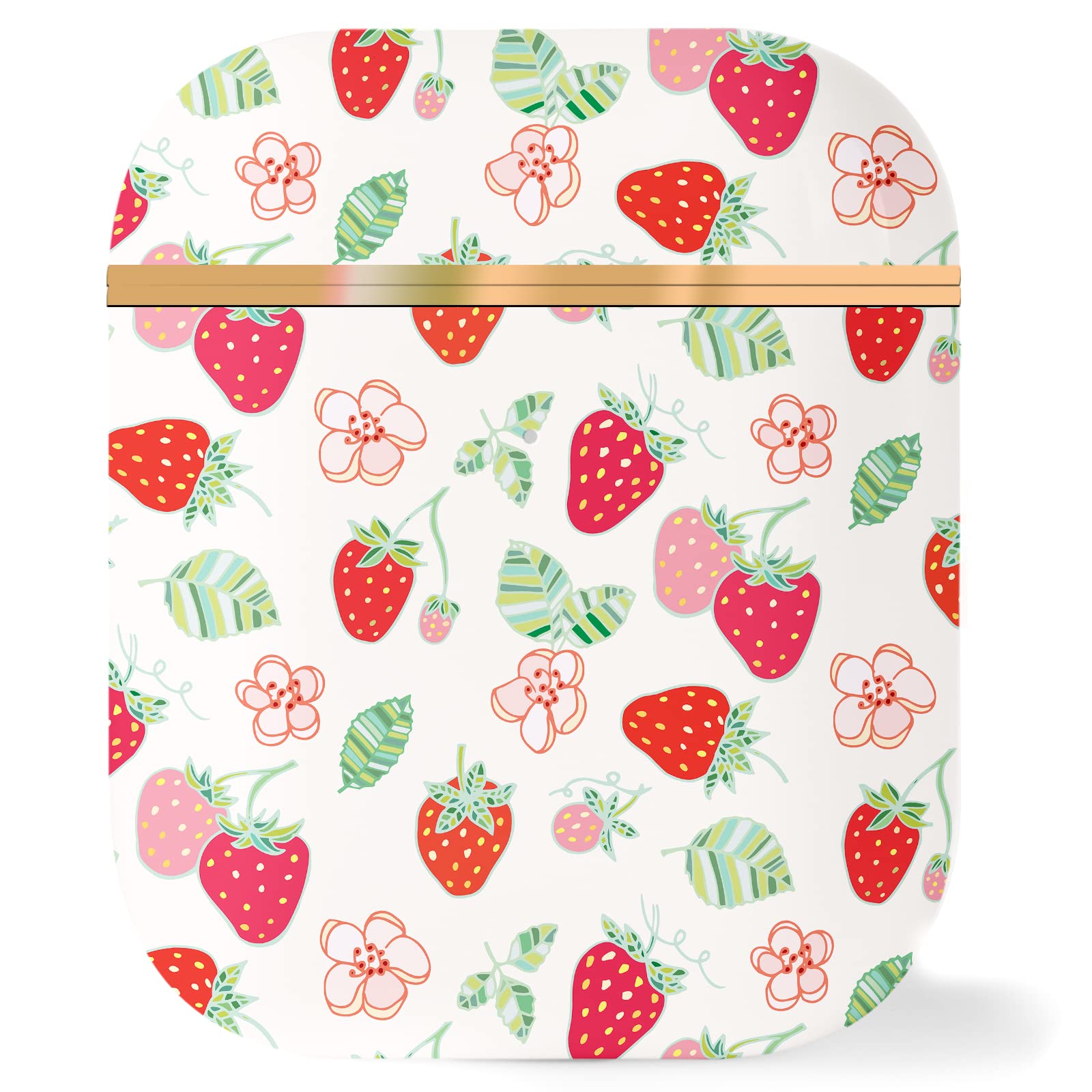 Berkin Arts Compatible with AirPods 1st Generation Case, AirPods 2nd Generation Case Ultra Slim Protetive Cover with Keychain Pop Surrealism Strawberry