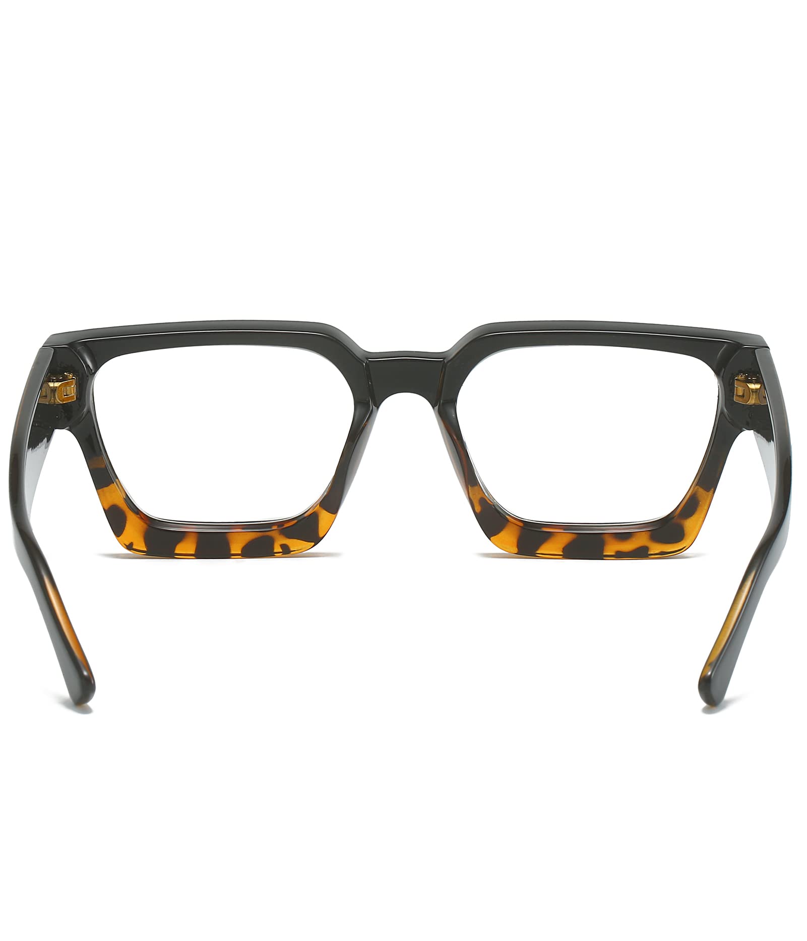 EYLRIM Thick Square Frame Blue Light Glasses for Women Men Non Prescription Computer Eyeglasses(04 Black Leopard)