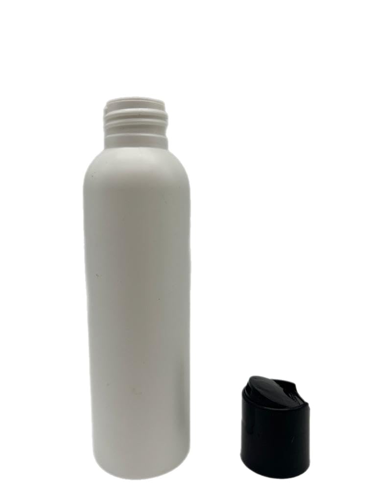 Natural Farms 4 oz White Cosmo BPA FREE Bottles - 3 Pack Empty Refillable Containers - Essential Oils - Aromatherapy | Smooth Black Disc Cap - Made in the USA