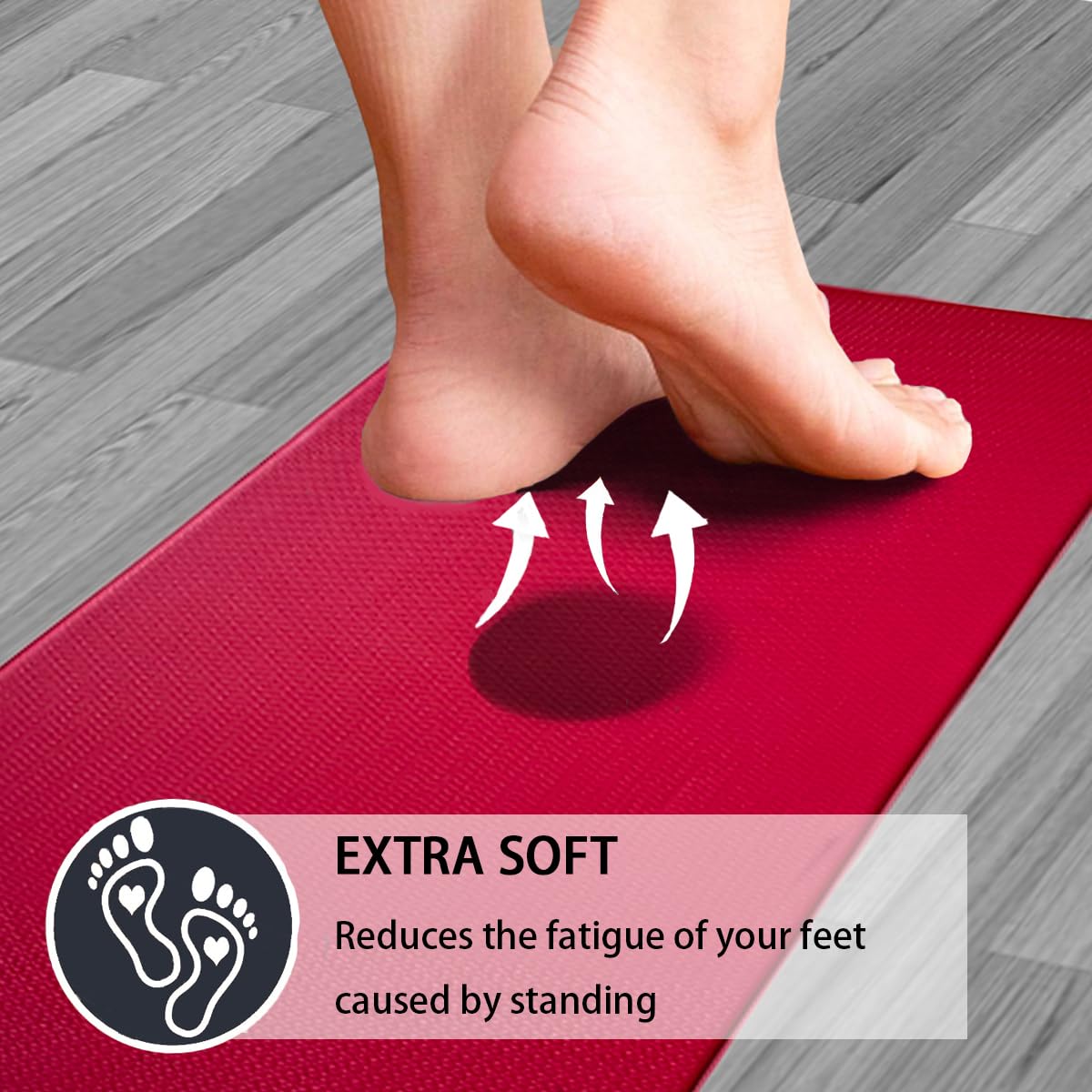 UPHTEH Anti Fatigue Kitchen Mats for Floor 2 Piece Set,17.32 * 28.74 and 17.32 * 46.25,Non Slip Waterproof Kitchen Mats and Rugs Ergonomic Comfort Mat for Kitchen,Home,Office,Sink,Laundry Room (red)