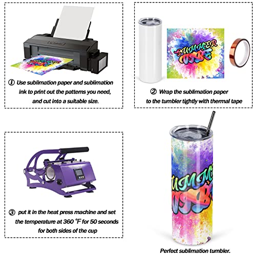 Micellwuu 24 Pack Sublimation Tumblers Bulk 20 oz Skinny Straight,Stainless Steel Sublimation Blanks Cups White, Individually Boxed