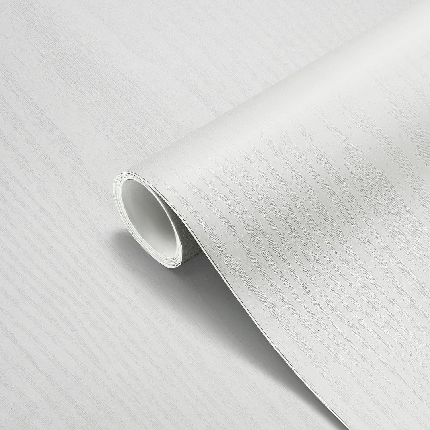 seonta White Contact Paper 16"x118" Wood Peel and Stick Wallpaper Waterproof Removable Self Adhesive Wall Paper Sticker Cover Wood Vinyl Wrap for Countertop Desk Table Cabinets