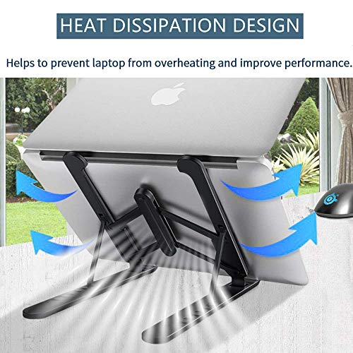 Harita Foldable Laptop Stand, Laptop Holder Riser Computer Stand, Adjustable Height Portable Notebook Stand, Compatible with 10-15.6” Laptops and Tablets (Black)