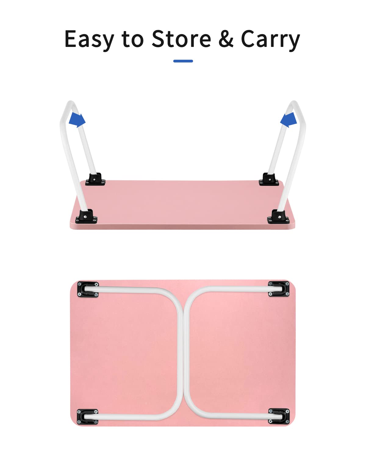 Ruxury Folding Lap Desk Laptop Stand Bed Desk Table Tray, Breakfast Serving Tray, Portable & Lightweight Mini Table for Sofa Couch Floor - Pink