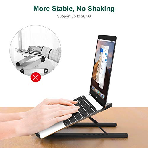 Harita Foldable Laptop Stand, Laptop Holder Riser Computer Stand, Adjustable Height Portable Notebook Stand, Compatible with 10-15.6” Laptops and Tablets (Black)