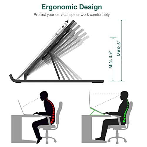 Harita Foldable Laptop Stand, Laptop Holder Riser Computer Stand, Adjustable Height Portable Notebook Stand, Compatible with 10-15.6” Laptops and Tablets (Black)