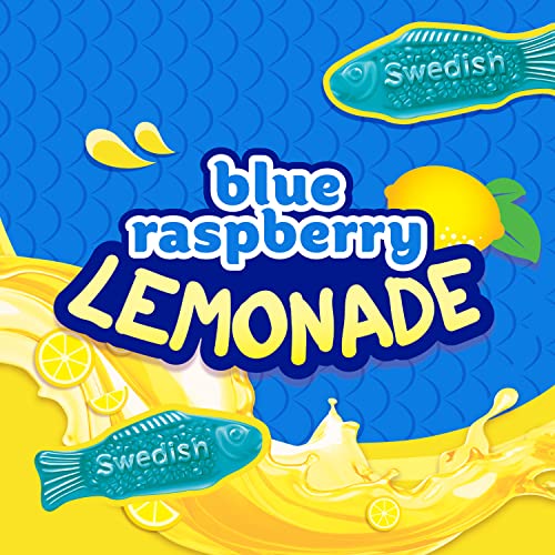 SWEDISH FISH Blue Raspberry Lemonade Soft & Chewy Candy, Bulk Candy, 12-8.04 oz Bags