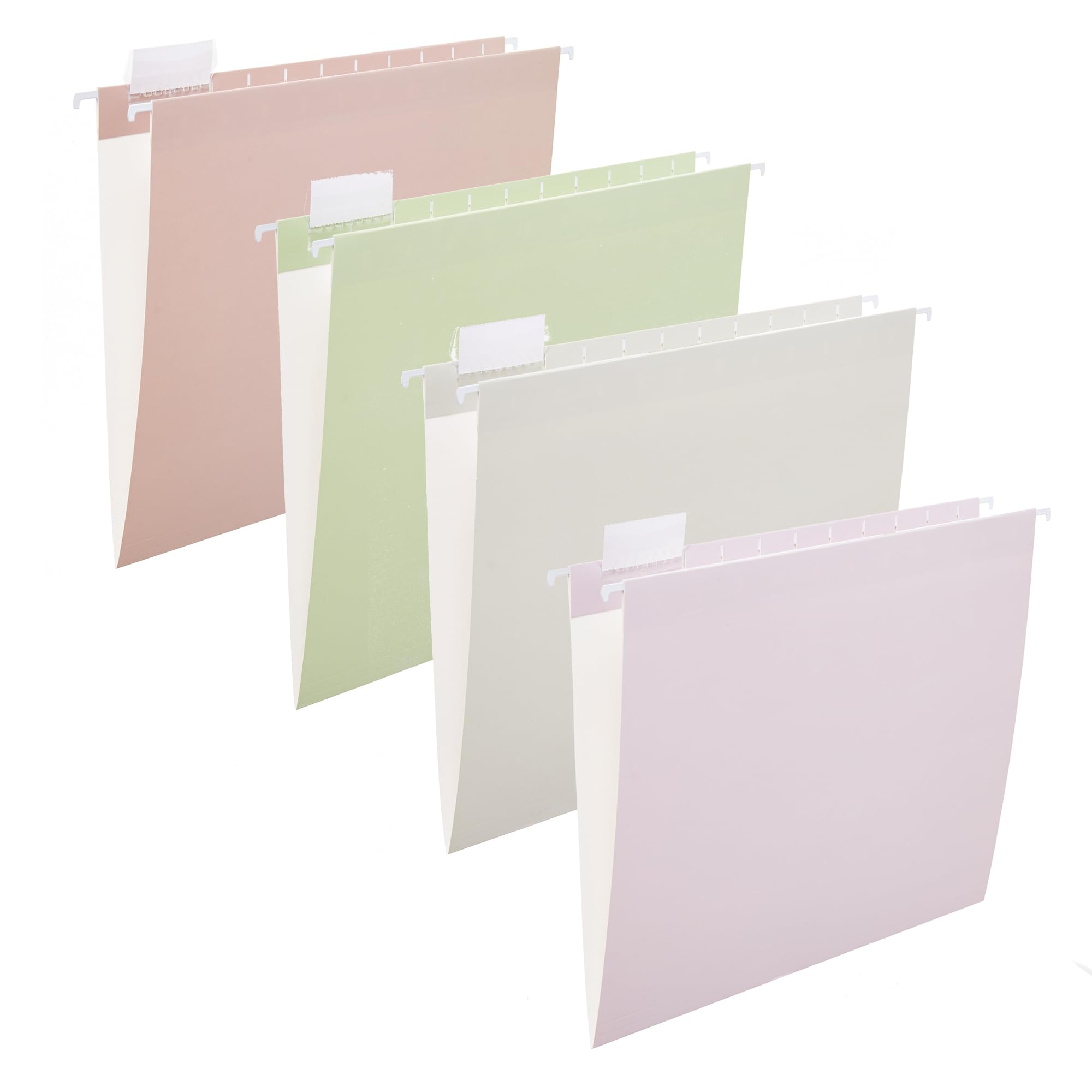 Fei Bi 12 Piece Hanging Color Folder, Cute File Cabinet Storage Box, Decorative Hanging Letter Sized Folder, 1/5 Cut Adjustable Label Decoration for Home Office, School Classroom, 4 Colors