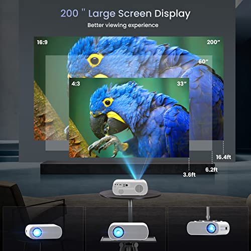 HOMPOW Projector, Native 1080P Full HD Bluetooth Projector with Speaker, 9500 Lumens Outdoor Portable Movie Mini Projector Compatible with Laptop, Smartphone, TV Stick, Xbox, PS5