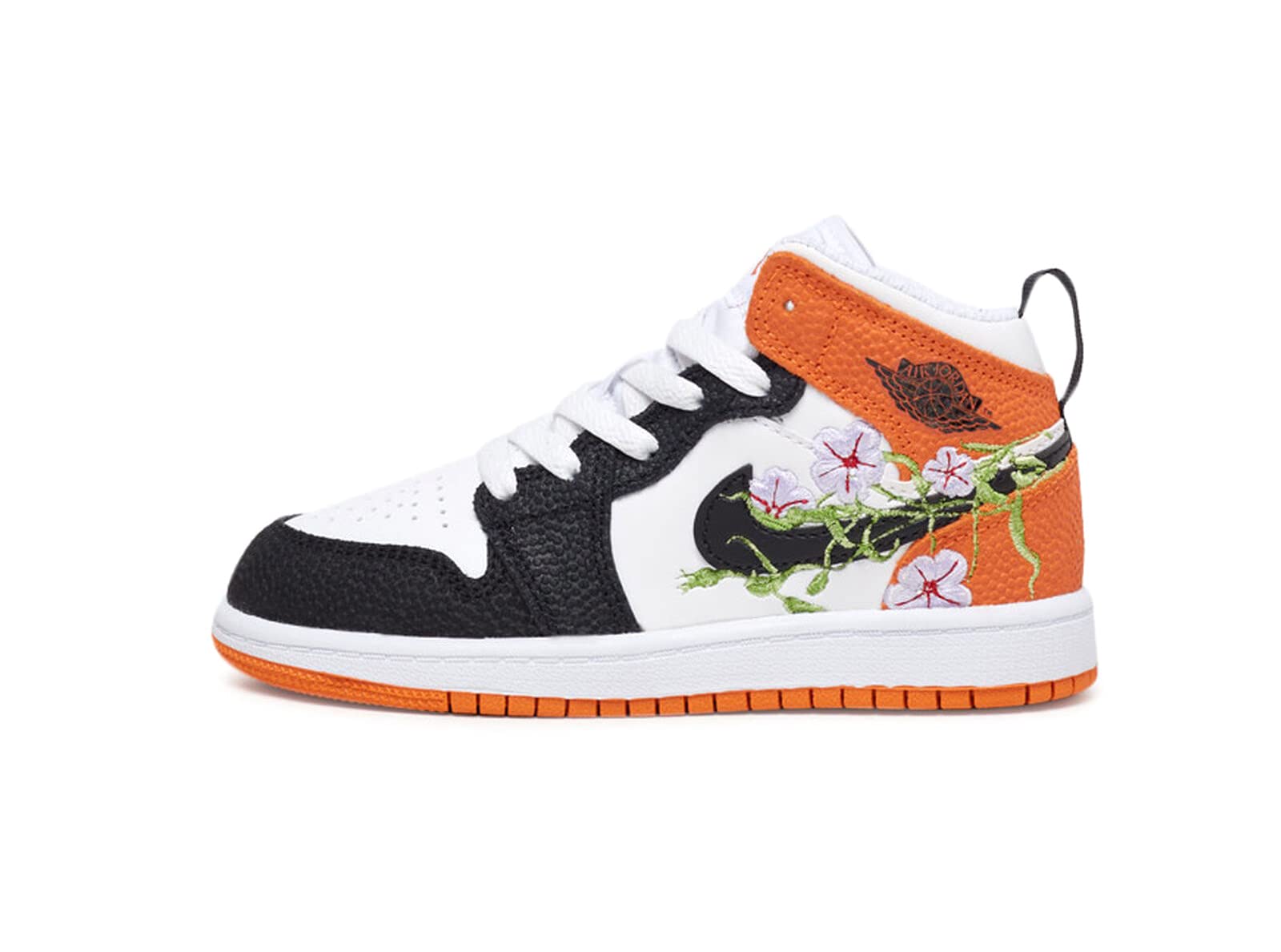 Jordan Little Kid's 1 Mid SE Basketball Blossom Wht/Blk-Starfish (DQ8393 100) - 2