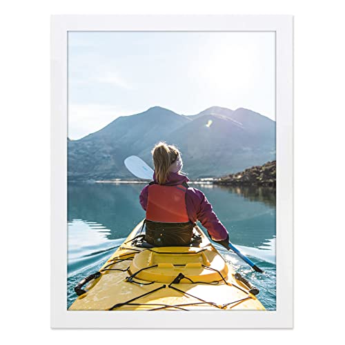 Golden State Art, 16x20 Picture Frame Made of Solid Pine Wood And Hd Tempered Glass - Horizontal And Vertical Wall Display, 1 Pack, White