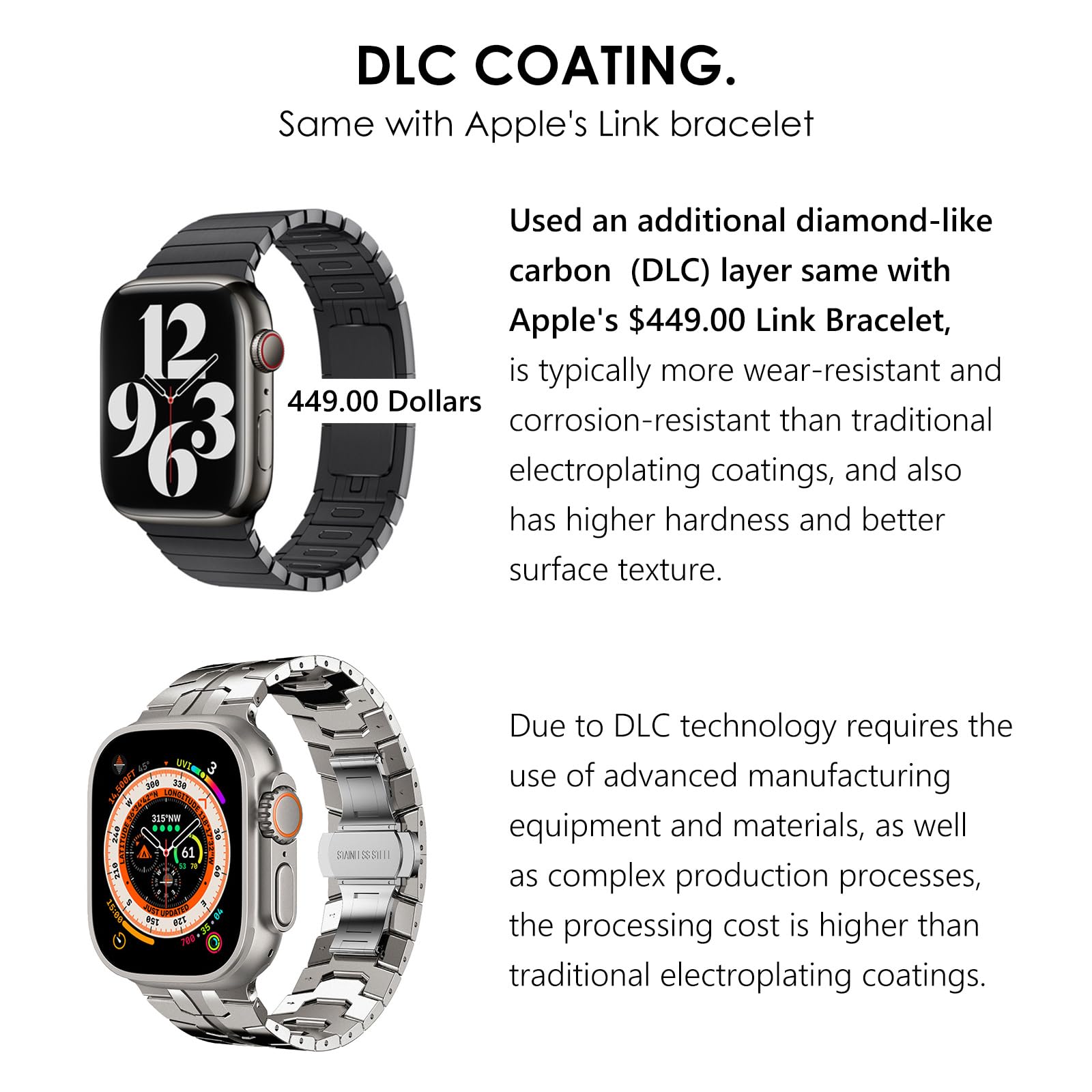 CHANCHY Titanium Band for Apple Watch Ultra 2 Band 49mm, Durable Lightweight Titanium Metal Strap for Apple Watch Series 10 9 8 7 SE2 SE 6 5 4 Ultra Ultra 2 Men (Titanium Edition, 49mm 46mm 45mm 44mm)