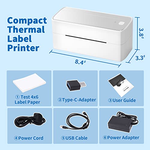 Bluetooth Shipping Label Printer - Wireless Thermal Label Printer, 4x6 Label Printer for Shipping Packages Support iPhone, Android, PC, ChromeOS, Compatible with USPS, Shopify, Amazon, Etsy, Ebay