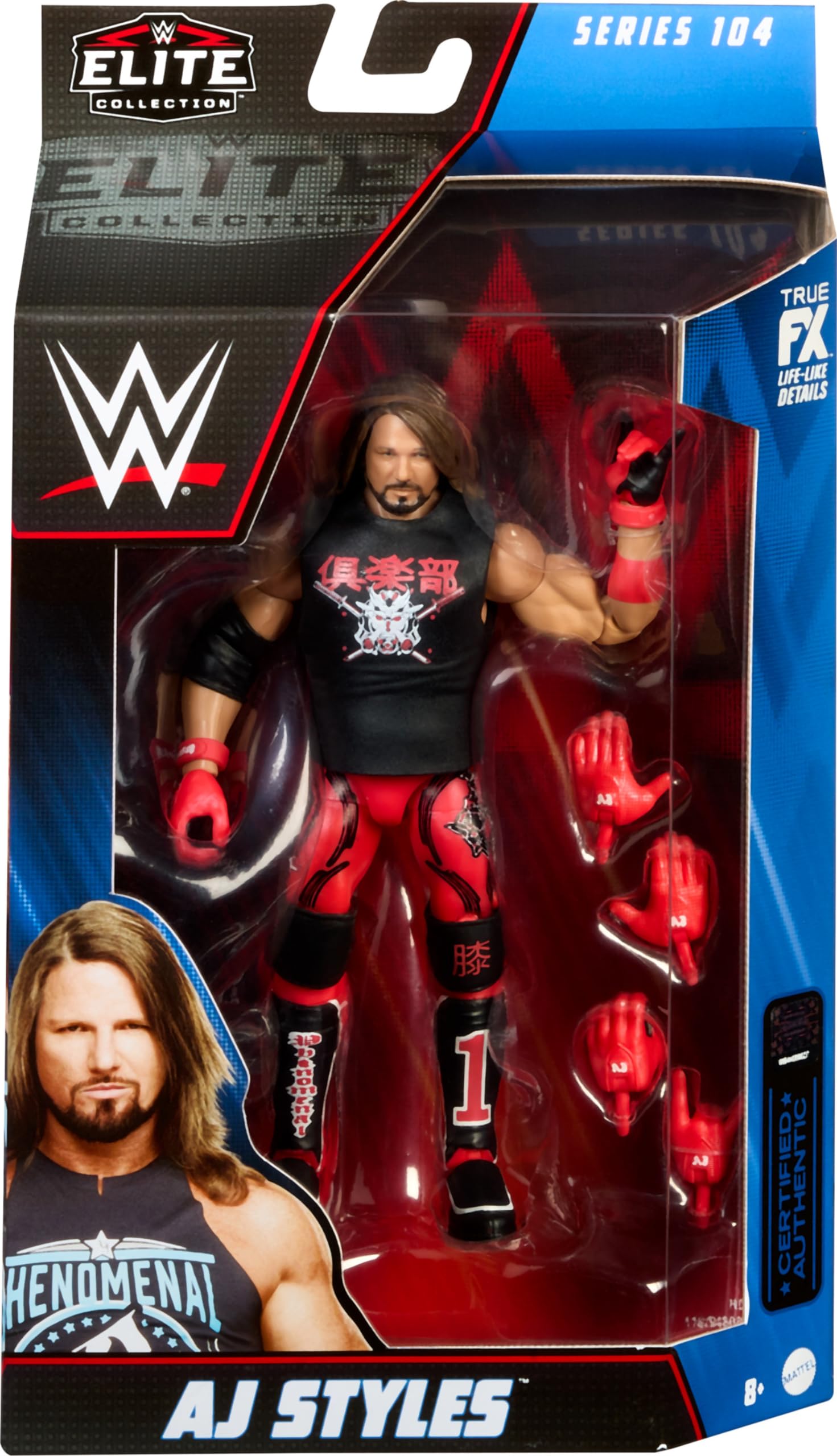 Mattel WWE AJ Styles Elite Collection Action Figure with Accessories, Articulation & Life-like Detail, Collectible Toy, 6-inch