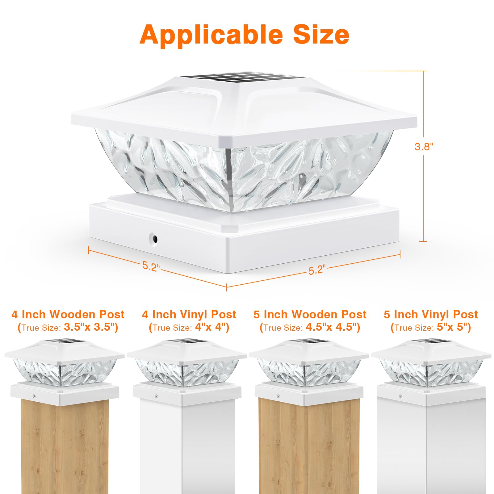 ENSLI 4 Pack Solar Post Cap Lights, 2 Mode Bright Outdoor Waterproof Fence Post Caps, Solar Powered Deck Lights for 4x4 4.5x4.5 5x5 Posts in Garden Decor