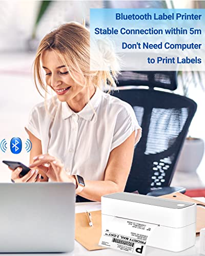 Bluetooth Shipping Label Printer - Wireless Thermal Label Printer, 4x6 Label Printer for Shipping Packages Support iPhone, Android, PC, ChromeOS, Compatible with USPS, Shopify, Amazon, Etsy, Ebay
