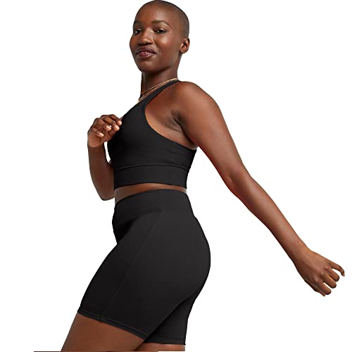 Hanes Comfortblend Originals, Cotton Stretch Bike, High Rise Shorts for Women, Black