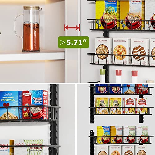 Churboro Over the Door Pantry Organizer Rack with 9 Adjustable Baskets, 9 Tiers Dual-use Spice Rack- Hanging or Wall Mount Spice Rack, Pantry Door Organizer, Black