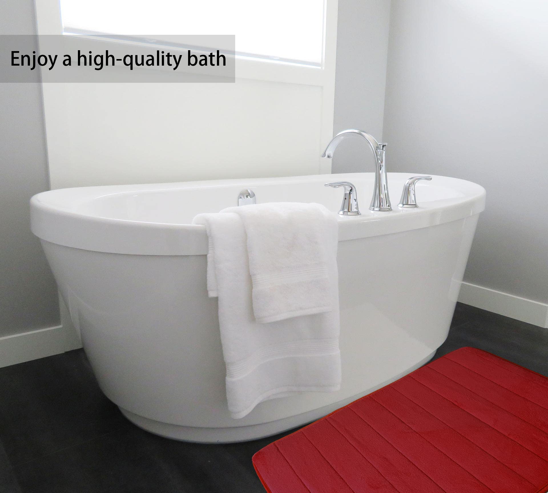iMaylex Soft Memory Foam Bath Rug, Absorbent Luxury Bath Rug Mat, Quick Dry Bath Mat for Front Floor of Bathtub, Shower Floor and Toilet, Wine Red, 32" x 20"