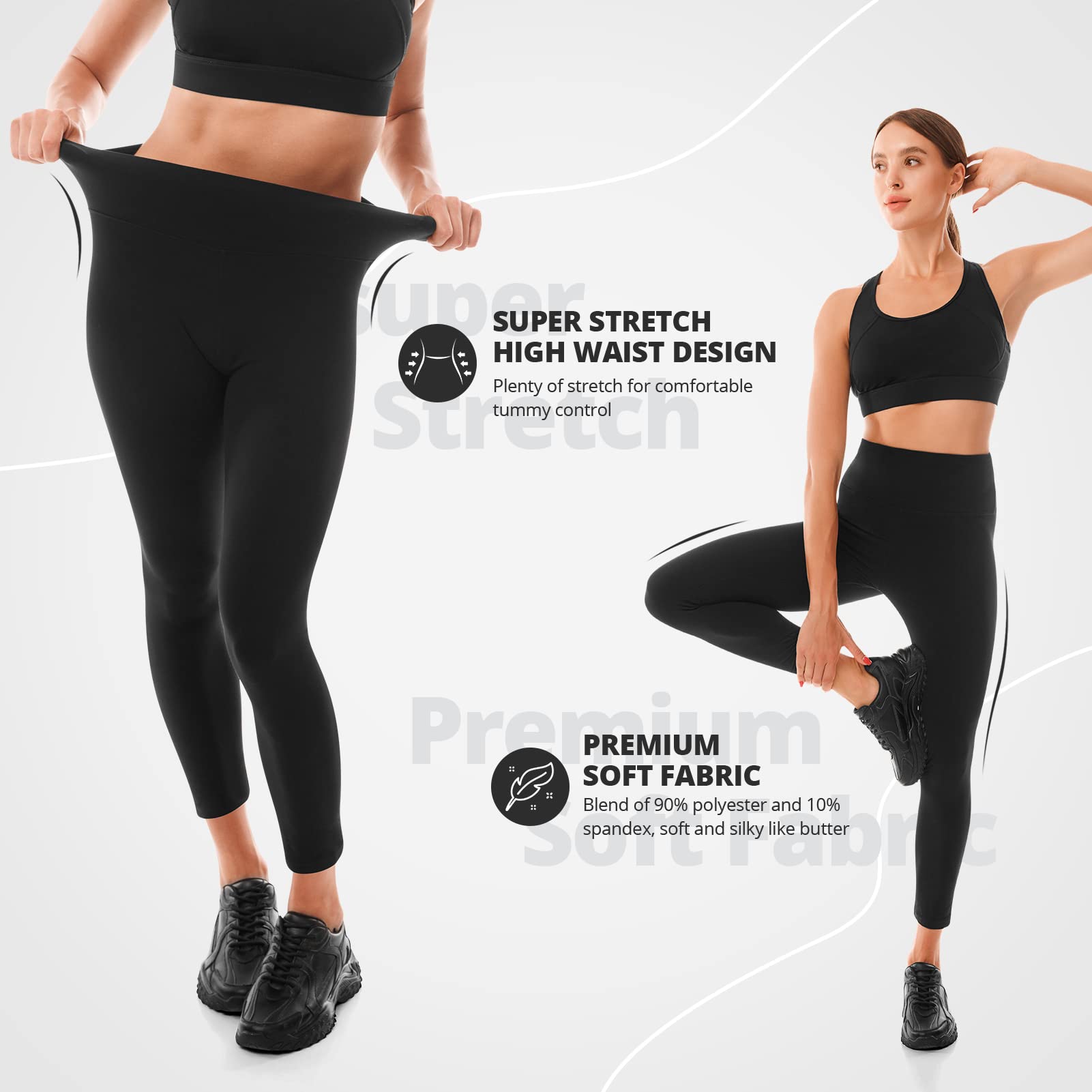 Walifrey Leggings for Women, High Waisted Buttery Soft Leggings for Women Gym Yoga Workout (Black SM)