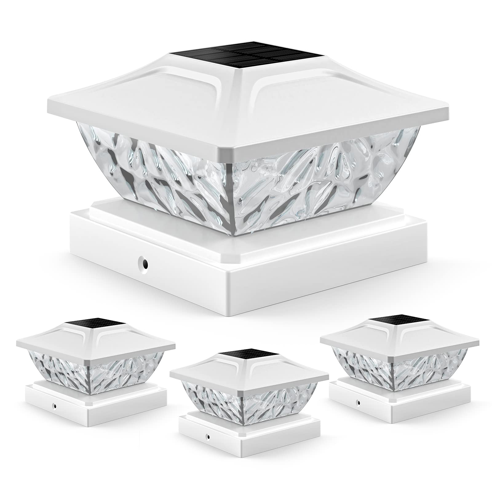 ENSLI 4 Pack Solar Post Cap Lights, 2 Mode Bright Outdoor Waterproof Fence Post Caps, Solar Powered Deck Lights for 4x4 4.5x4.5 5x5 Posts in Garden Decor