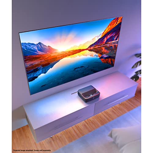 Epson EpiqVision Ultra Short Throw LS300 3LCD Smart Laser Projector, 3600 Lumens Color & White Brightness, HDR, Android TV, Yamaha Speakers, Bluetooth, Sports, Gaming, Movies & Streaming - Black