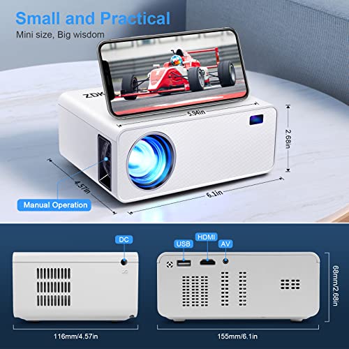ZDK Mini Projector with WiFi,1080P HD Supported Portable Video Projector,8500LM,200"Display,Outdoor Movie Projector Compatible with iOS/Android Phone/Tablet/Laptop/PC/TV Stick/HDMI/USB/AV/Game Console