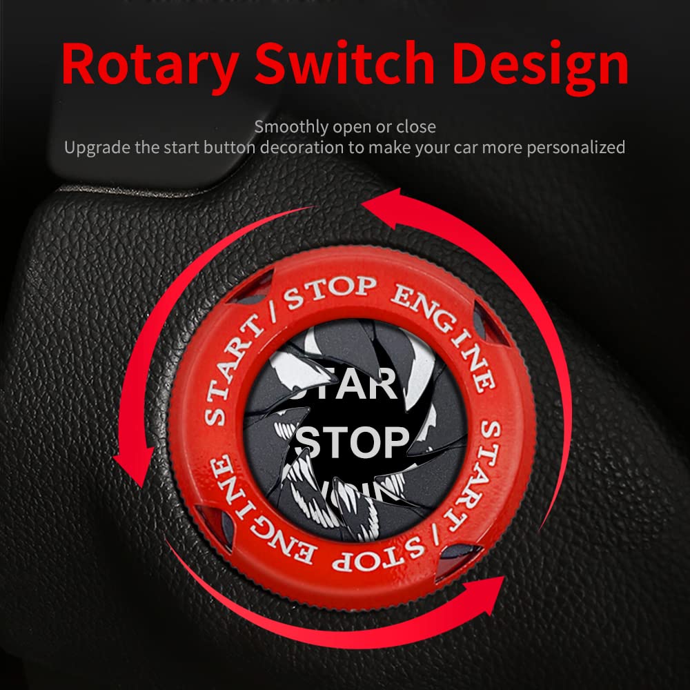 Rotary Car Push Start Button Cover for Venom,Spin Alloy Metal Car Engine Push to Start Button Cover,Car Start and Stop Button Cover