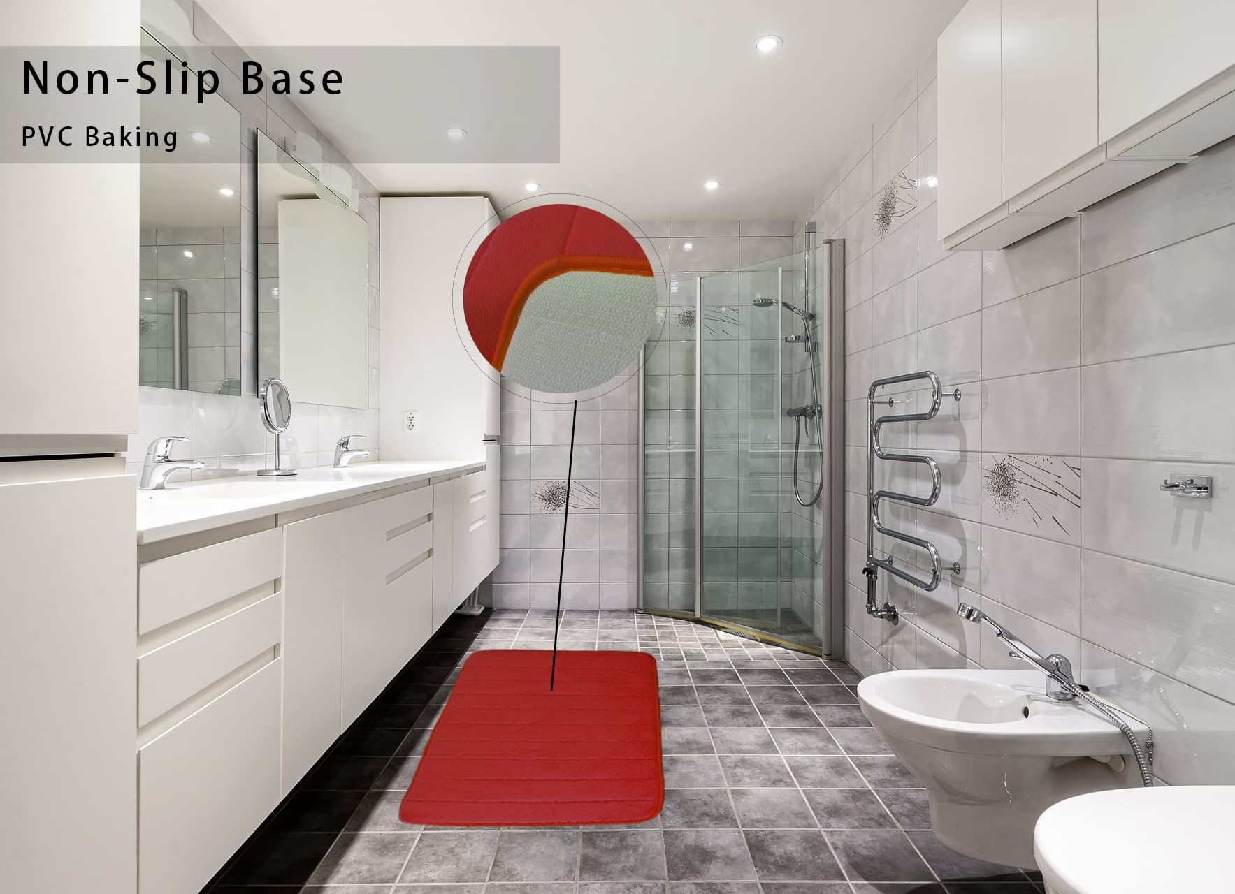 iMaylex Soft Memory Foam Bath Rug, Absorbent Luxury Bath Rug Mat, Quick Dry Bath Mat for Front Floor of Bathtub, Shower Floor and Toilet, Wine Red, 32" x 20"