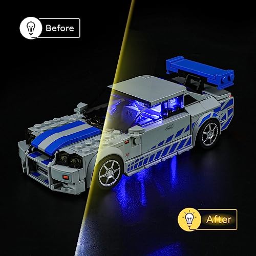 YEABRICKS LED Light for Lego-76917 Speed Fast 2 Furious Nissan Skyline GT-R Building Blocks Model (Lego Set NOT Included)