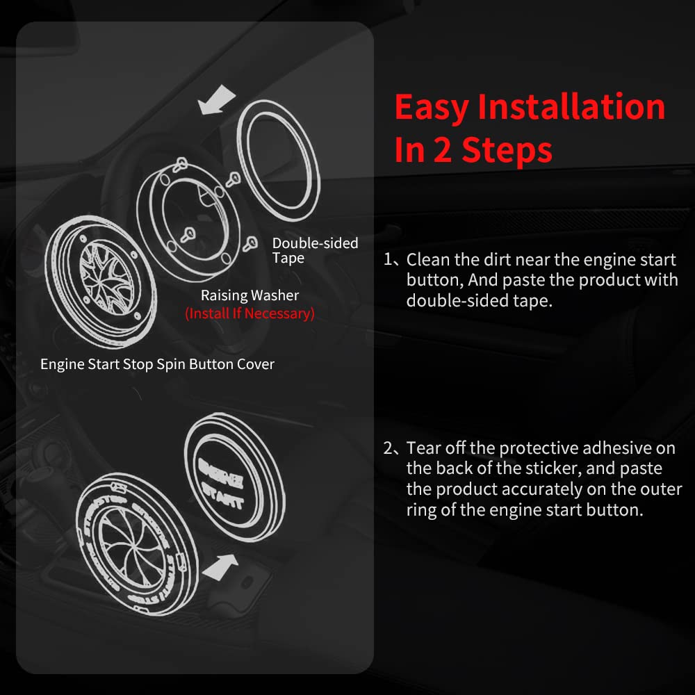 Rotary Car Push Start Button Cover for Venom,Spin Alloy Metal Car Engine Push to Start Button Cover,Car Start and Stop Button Cover