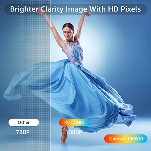 5G WiFi Bluetooth Native 1080P Projector, Roconia 12000LM Full HD Movie Projector, 300" Display Support 4k Home Theater,Compatible with iOS/Android/XBox/PS4/TV Stick/HDMI/USB (White)