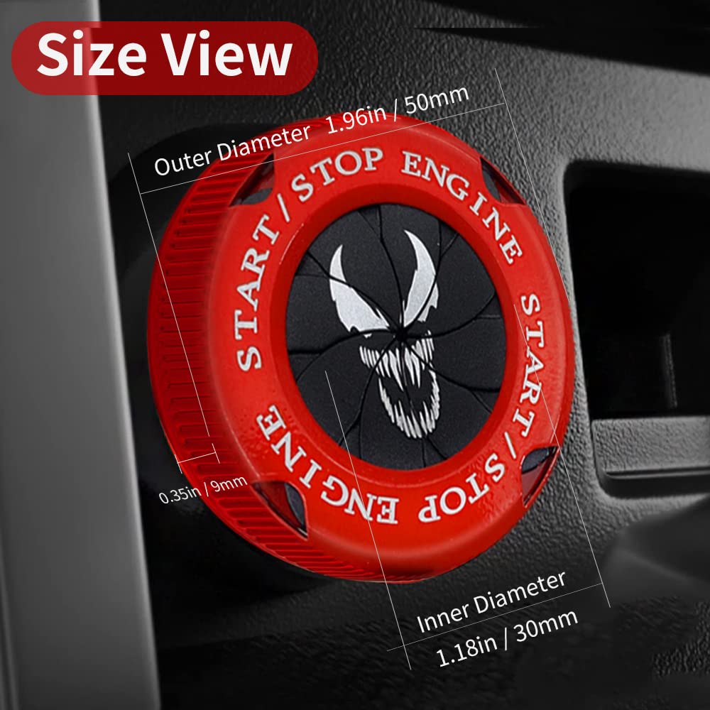 Rotary Car Push Start Button Cover for Venom,Spin Alloy Metal Car Engine Push to Start Button Cover,Car Start and Stop Button Cover