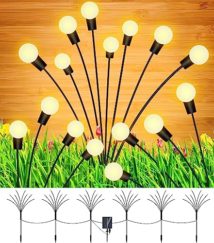 6Pack Firefly Garden Lights Solar Outdoor,8LED Solar Garden Lights, Sway by Wind, Waterproof Solar Outdoor Lights Decorative with Remote 8 Lighting Mode for Landscape Pathway Yard decorations outdoor