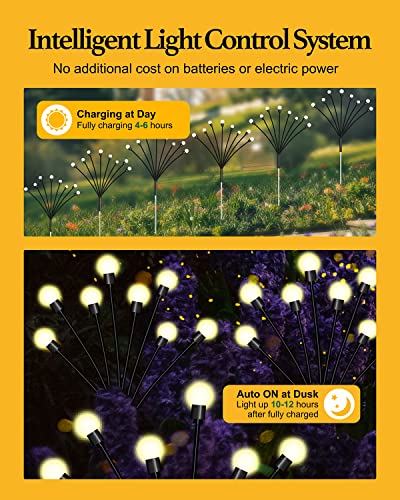6Pack Firefly Garden Lights Solar Outdoor,8LED Solar Garden Lights, Sway by Wind, Waterproof Solar Outdoor Lights Decorative with Remote 8 Lighting Mode for Landscape Pathway Yard decorations outdoor