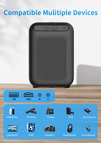 WANBO TT Portable Projector Netflix-Certified, Auto Focus Native 1080P 650 ANSI Home Video Projector with 5G WiFi and Bluetooth, 4K Dolby Audio Supported Smart Mini Projector,HDR10, Digital Zoom