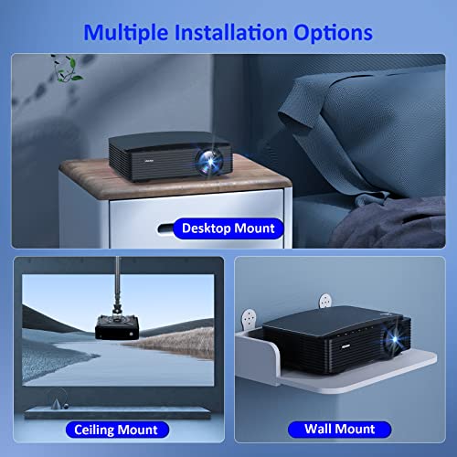 NexiGo PJ20 Outdoor Projector, 350 ANSI Lumens, Movie Projector with WiFi and Bluetooth, Native 1080P, Dolby_Audio Sound Support, Compatible w/TV Stick,iOS,Android,Laptop,Console