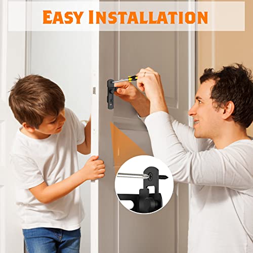 2 Packs 90 Degree Flip Barn Door Lock Latches, Matte Black Stainless Steel Gate Latch Security Door Latch for Barn Door, Pet Door, Bathroom, Cabinet Closet, Window, Sliding Door Lock