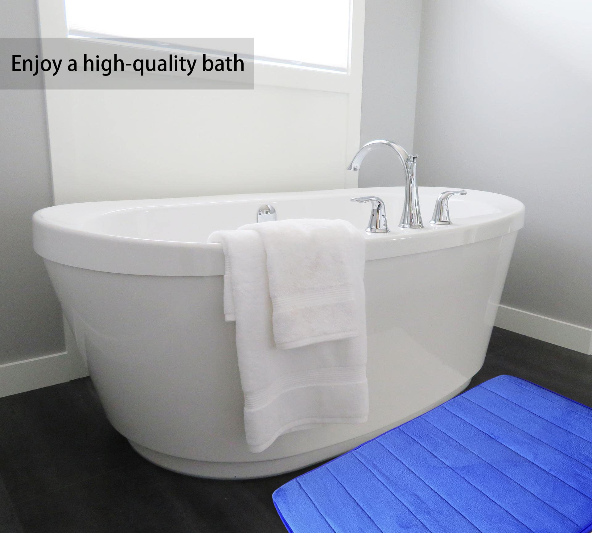 iMaylex Soft Memory Foam Bath Rug, Absorbent Luxury Bath Rug Mat, Quick Dry Bath Mat for Front Floor of Bathtub, Shower Floor and Toilet, Royal Blue, 24" x 16"