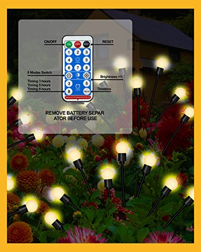 6Pack Firefly Garden Lights Solar Outdoor,8LED Solar Garden Lights, Sway by Wind, Waterproof Solar Outdoor Lights Decorative with Remote 8 Lighting Mode for Landscape Pathway Yard decorations outdoor