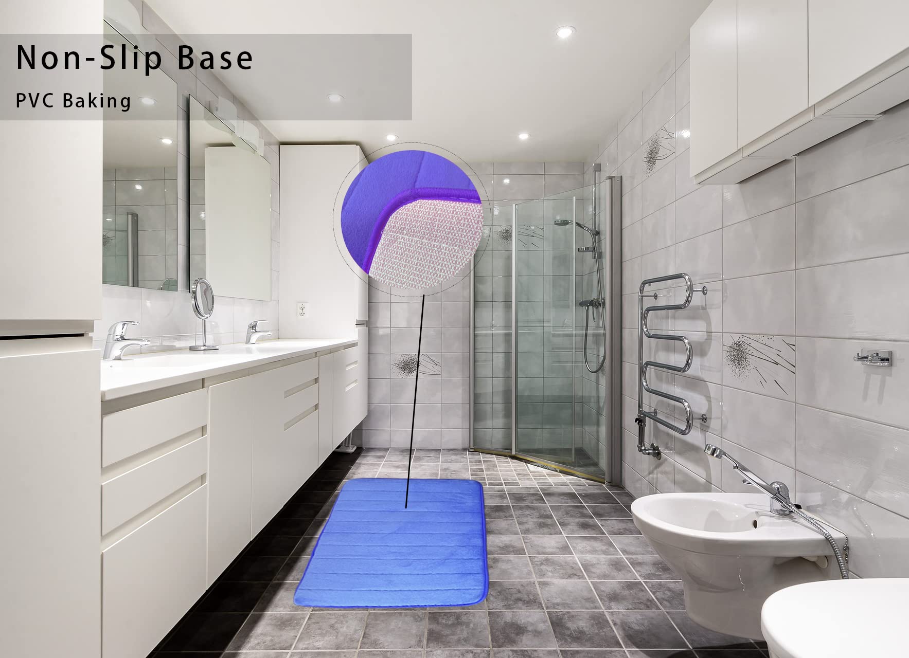 iMaylex Soft Memory Foam Bath Rug, Absorbent Luxury Bath Rug Mat, Quick Dry Bath Mat for Front Floor of Bathtub, Shower Floor and Toilet, Royal Blue, 24" x 16"