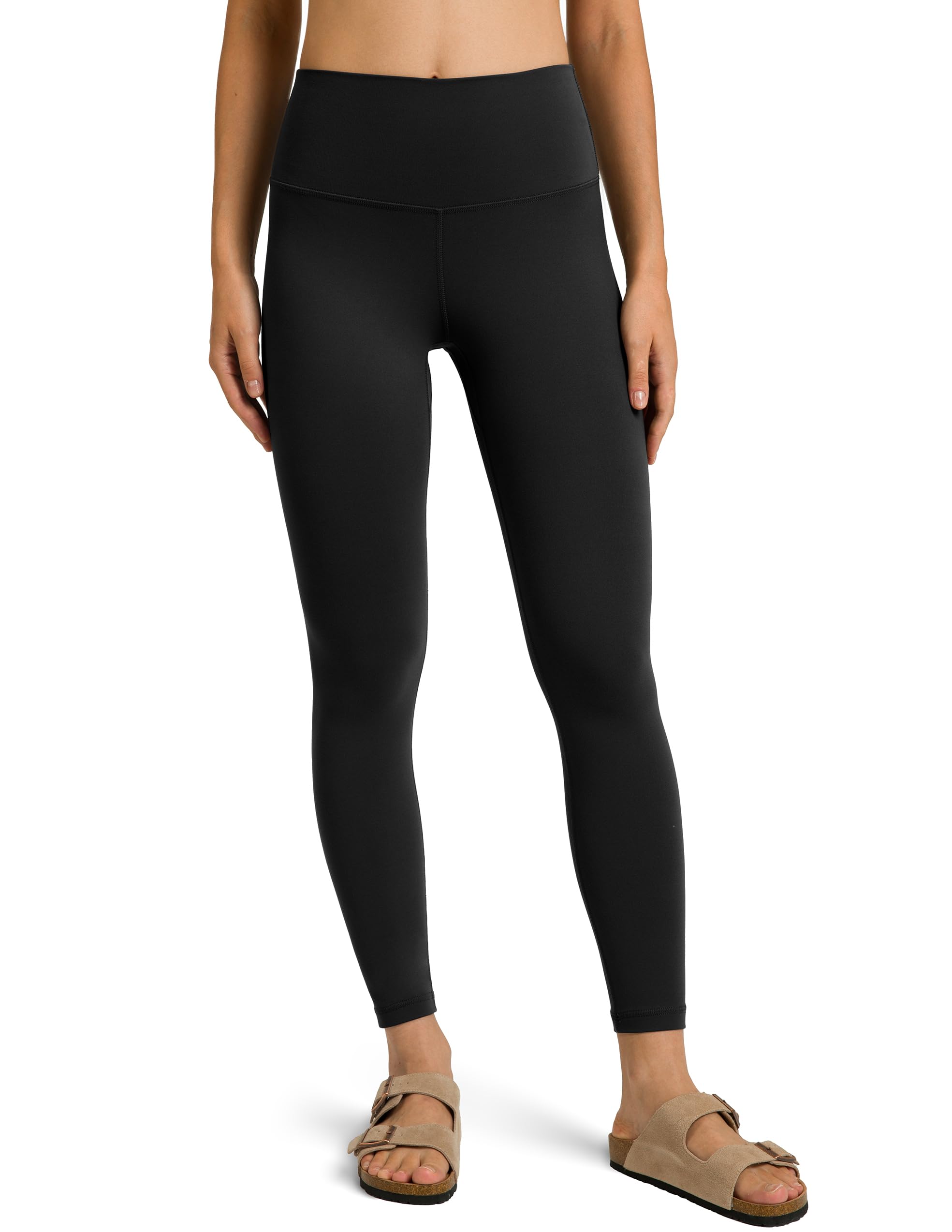 Colorfulkoala Women's Dreamlux High Waisted Workout Leggings 25" Inseam 7/8 Length Yoga Pants (L, Black)