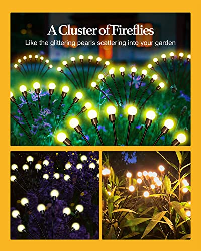6Pack Firefly Garden Lights Solar Outdoor,8LED Solar Garden Lights, Sway by Wind, Waterproof Solar Outdoor Lights Decorative with Remote 8 Lighting Mode for Landscape Pathway Yard decorations outdoor