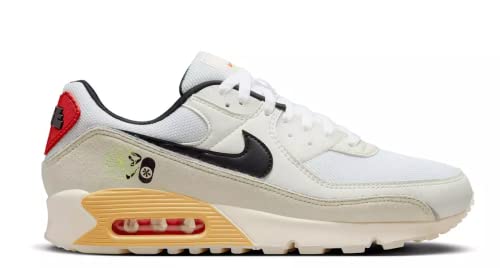 Nike Men's Air Max 90 Running Shoes, White/Light Bone/Sesame/Black, 11