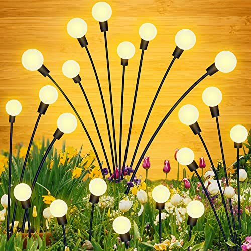 6Pack Firefly Garden Lights Solar Outdoor,8LED Solar Garden Lights, Sway by Wind, Waterproof Solar Outdoor Lights Decorative with Remote 8 Lighting Mode for Landscape Pathway Yard decorations outdoor