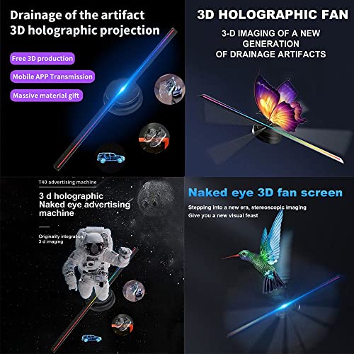 DNIER 3D Holographic Projection Wall Hanging Advertising Machine, 3D Dimensional Suspension Naked Eye Led Fan Screen Machine