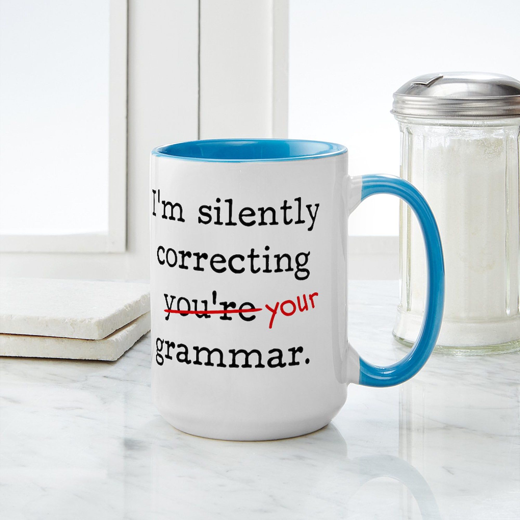 CafePress I'M Silently Correcting You'Re Grammar. Mugs 15 oz (444 ml) Ceramic Coffee Mug