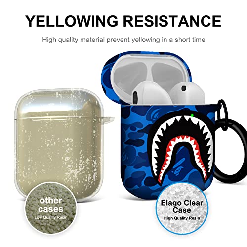 CULIPPA for AirPods 2 Case Cover Shark Mouth Camo Style Pattern Design for Airpods 2nd Generation Silicone Protective Case Shockproof for Women Girls with Keychain for Apple Airpods 2/1 Charging Case