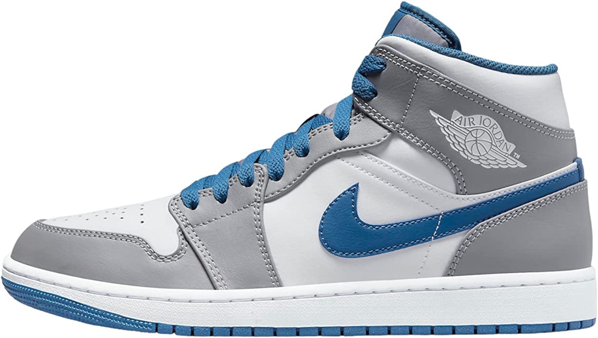 Jordan Mens Air Jordan 1 Mid DQ8426 014 True Blue - Size 7.5 Cement Grey/White-true Blue